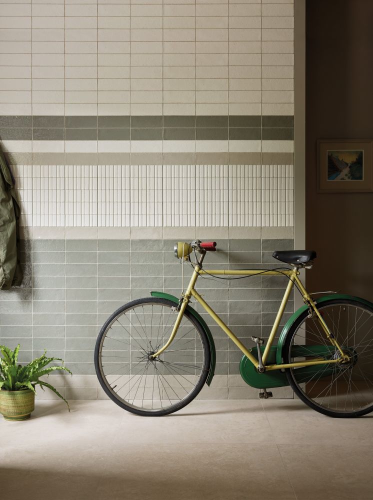 West Ridge Adams 7.5x20cm | Khaki Green Pitted Brick Wall Tile