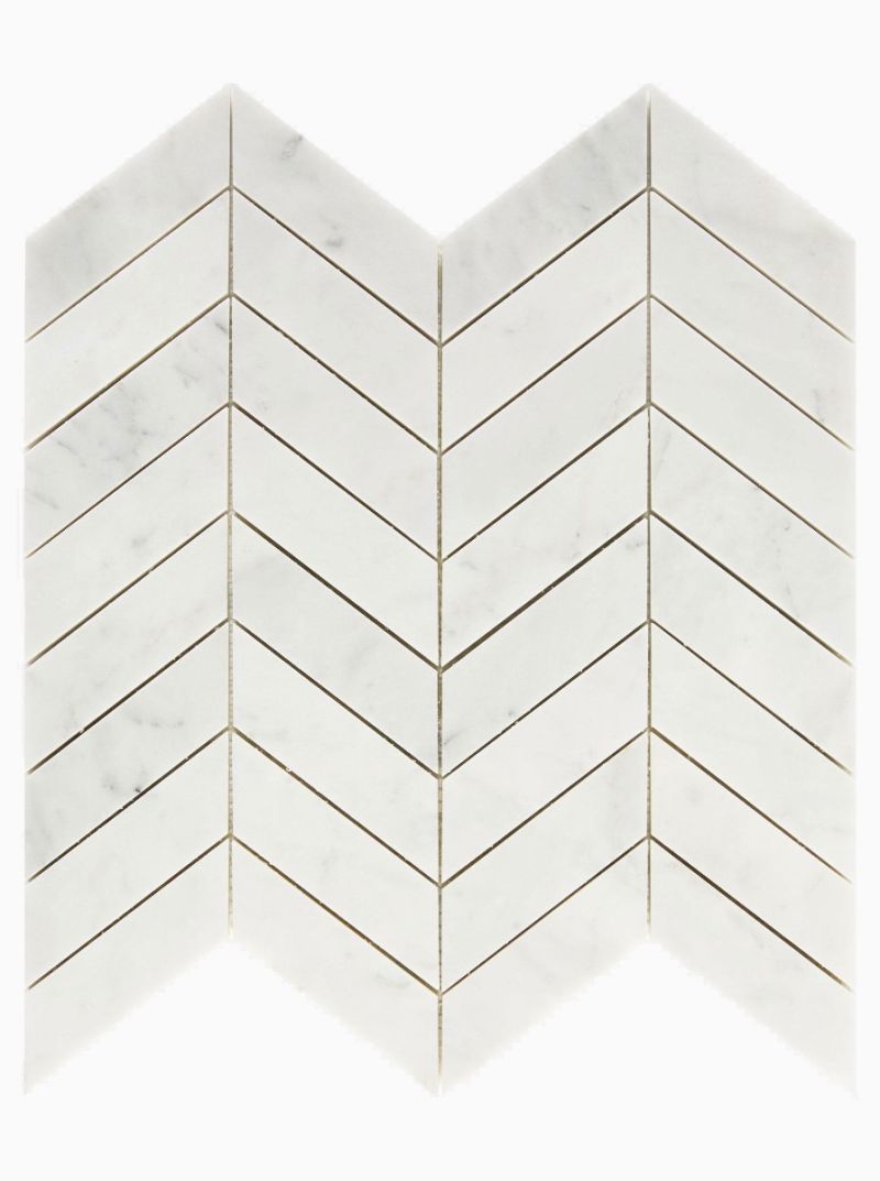 Brookhaven Carrara Marble Chevron Mosaic | Pale Grey Tile