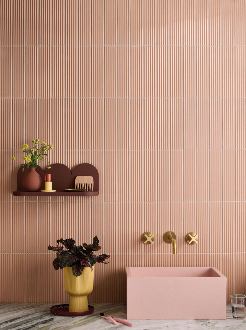 Corrugation Apricot Ripple | Glazed Fluted Wall Tile