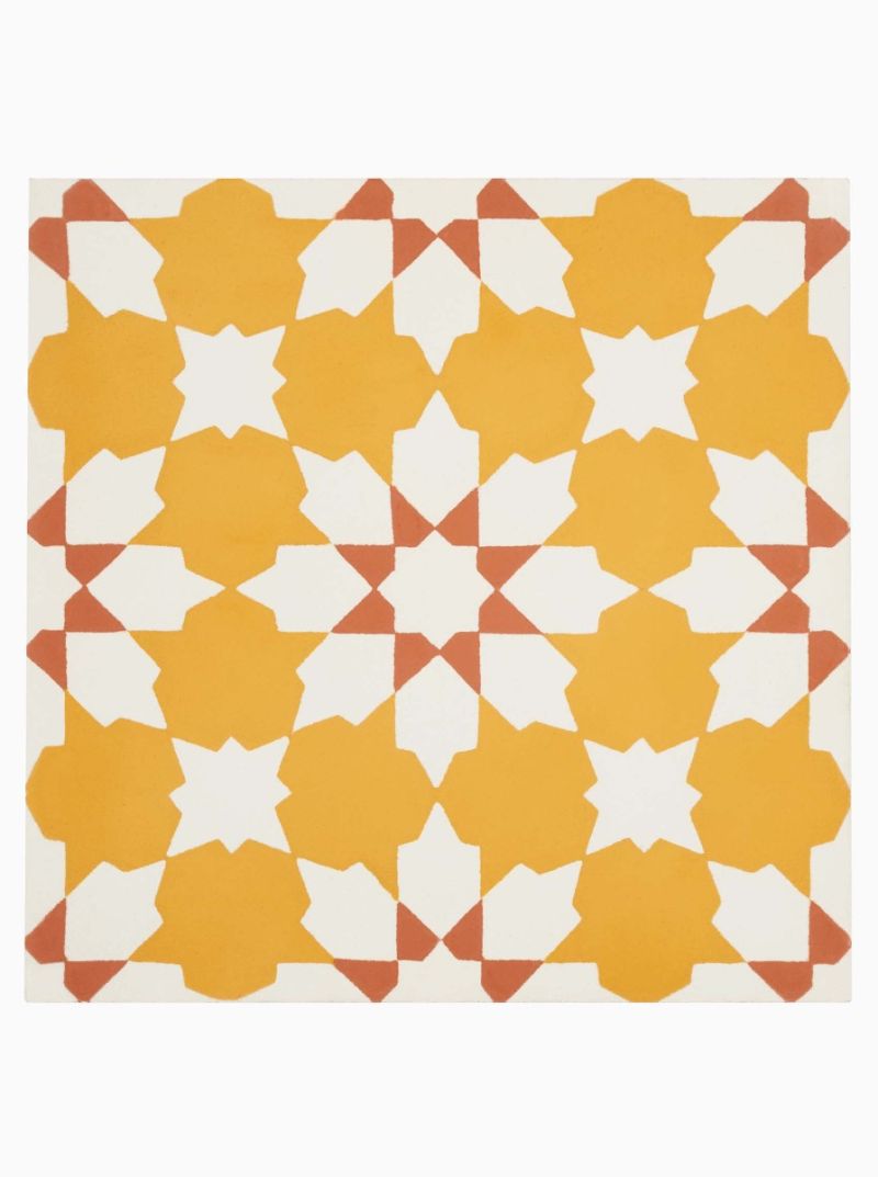 Superstar Echo | Yellow & White Handmade Encaustic Cement Tile