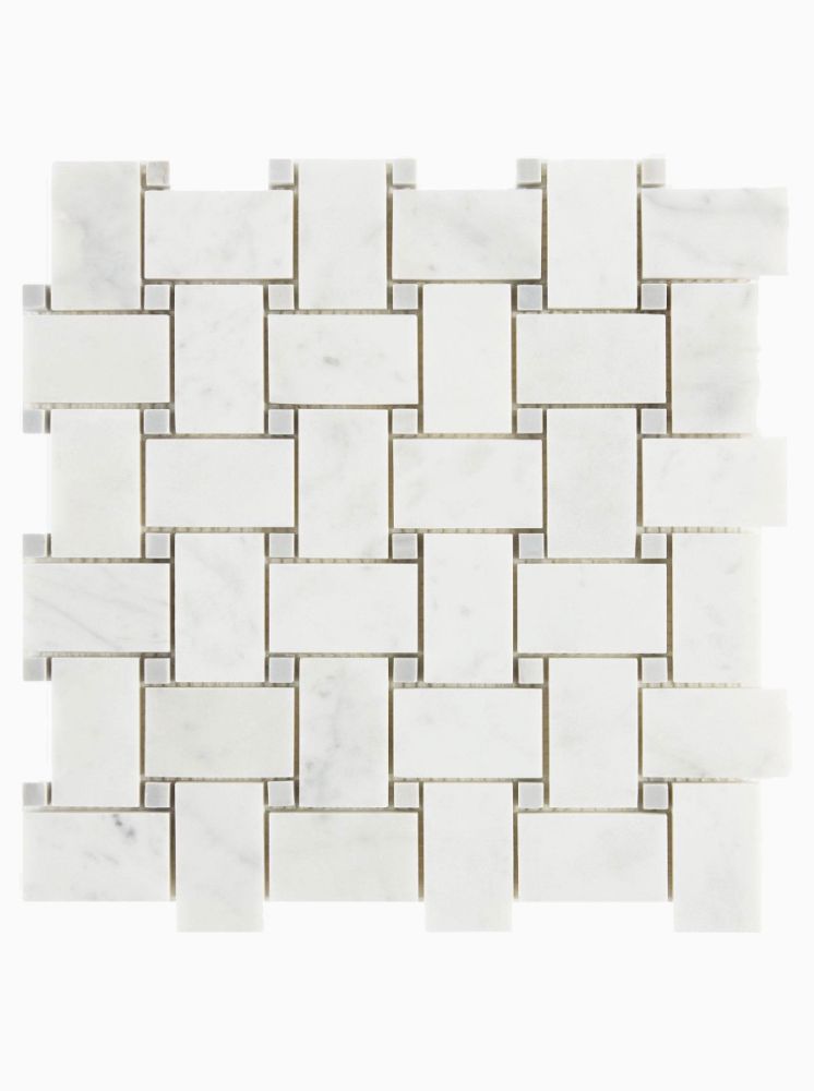 Basketweave Marble Tile MSI Carrara White Basketweave 12 In. X 12 In.