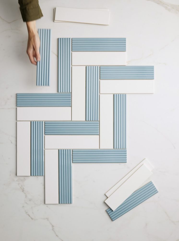 Corrugation Blue Ripple | Glazed Fluted Wall Tile