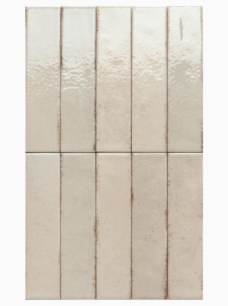 Nettuno Jute 6x25cm | Beige Gloss Glazed Wall Tile
