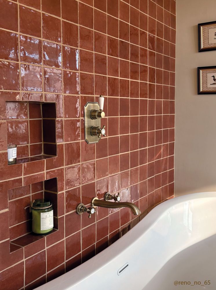 Tan-Tan Adobe 10x10cm | Deep Terracotta Zellige Style Wall Tile