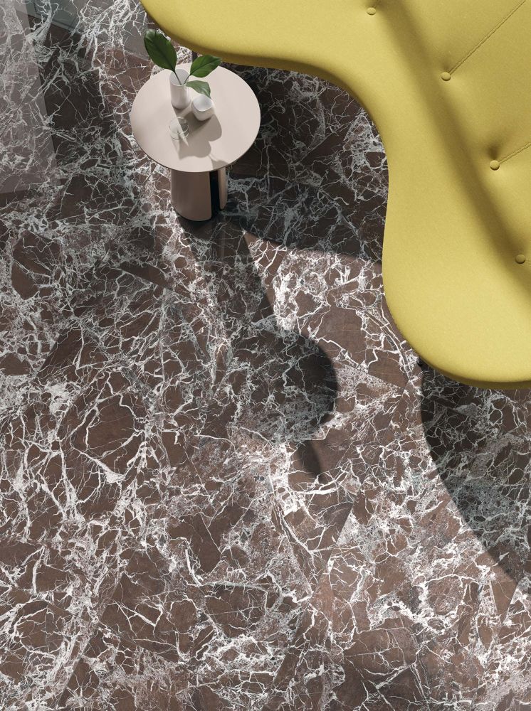 Traviata Alfredo 60x60cm | Burgundy Marble Effect Porcelain Tile