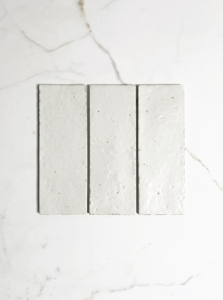 West Ridge Clark 7.5x20cm | White Pitted Brick Wall Tile
