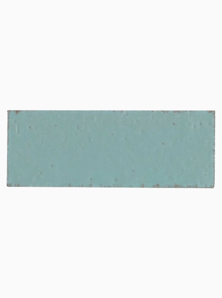 West Ridge Lake 7.5x20cm | Green Blue Pitted Brick Wall Tile