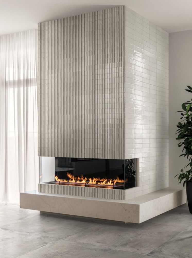 West Ridge Clark Ridged 7.5x20cm | White Pitted Brick Wall Tile
