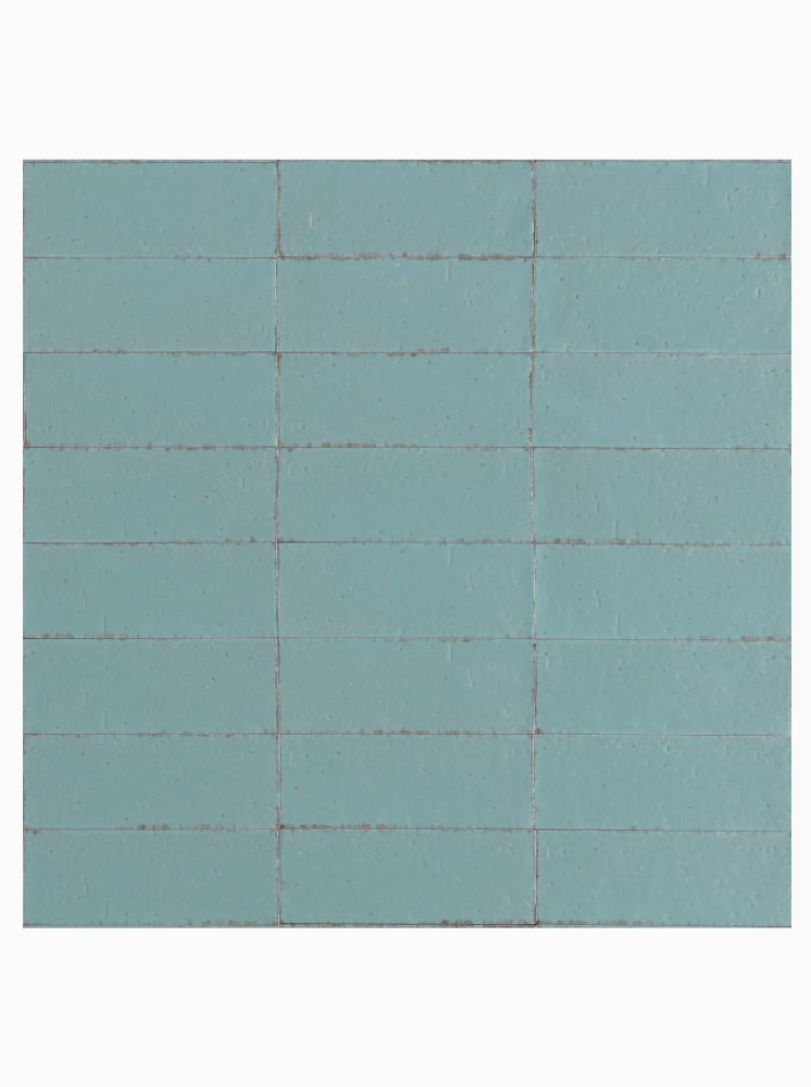 West Ridge Lake 7.5x20cm | Green Blue Pitted Brick Wall Tile