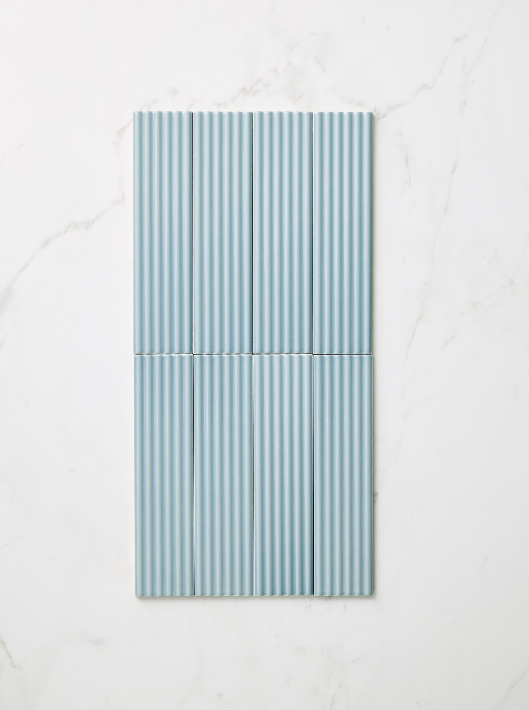 light blue fluted tile