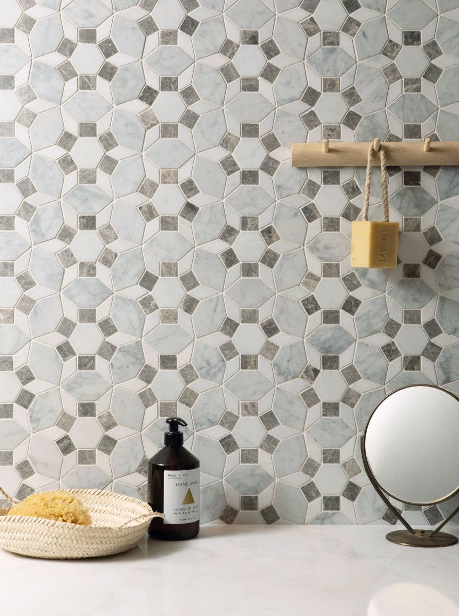 Haven Mosaics Lake | White & Grey Marble Mosaic Wall & Floor Tile