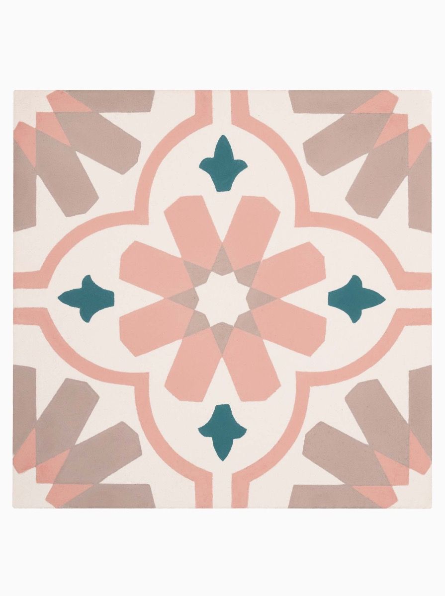 Joy Sumner | Pink, White & Teal Handmade Encaustic Cement Tile