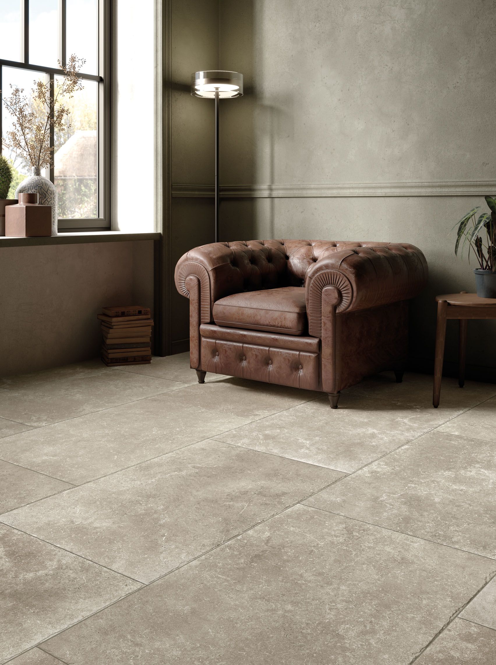 Merestone Powder 90x60cm | Limestone Effect Porcelain Tile