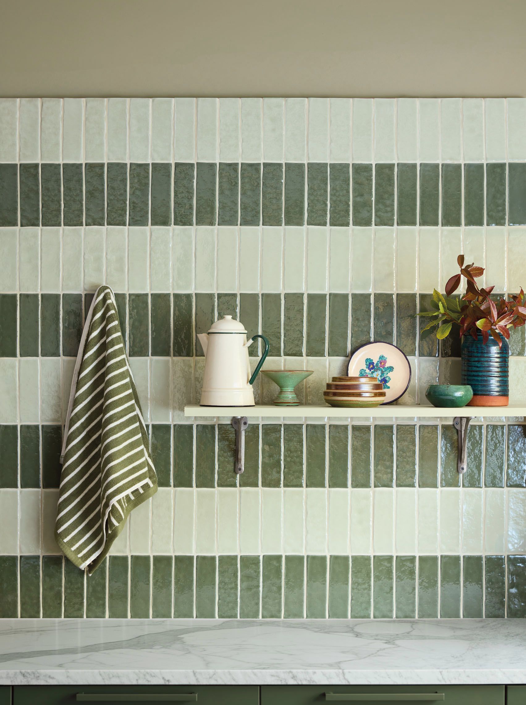 Monterey Seaweed 5x15 | Green Glazed Metro Wall Tile
