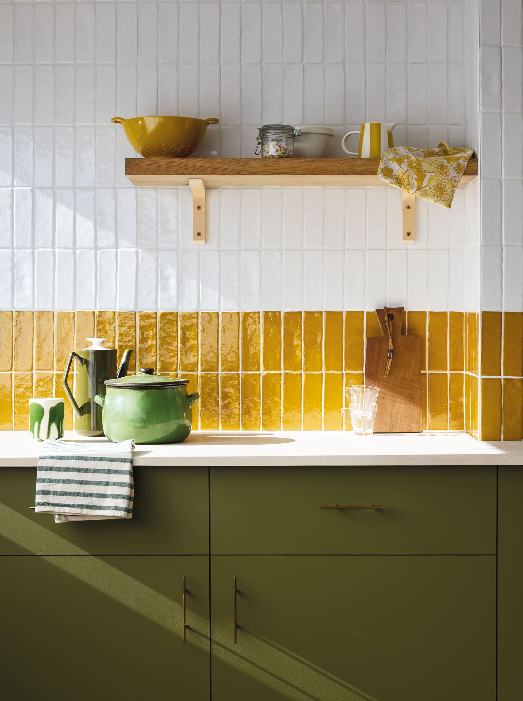Monterey Mustard 5x15 | Yellow Glazed Metro Wall Tile