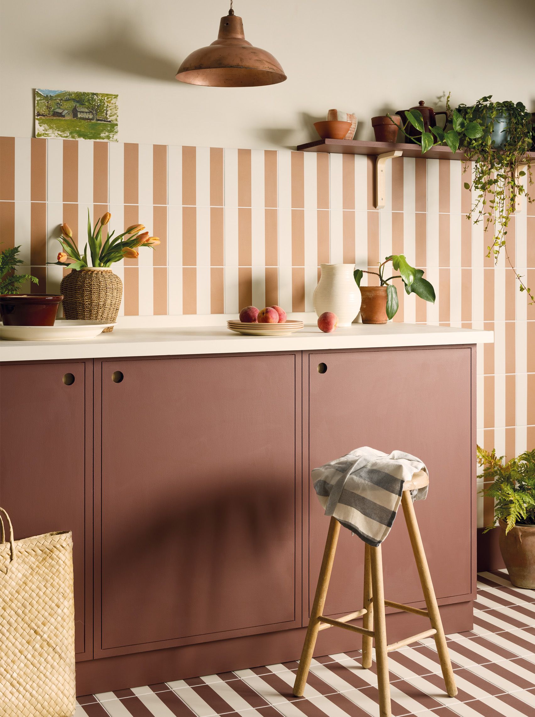 Parasol Cotto | Terracotta and Beige Stripe Patterned Porcelain Tile