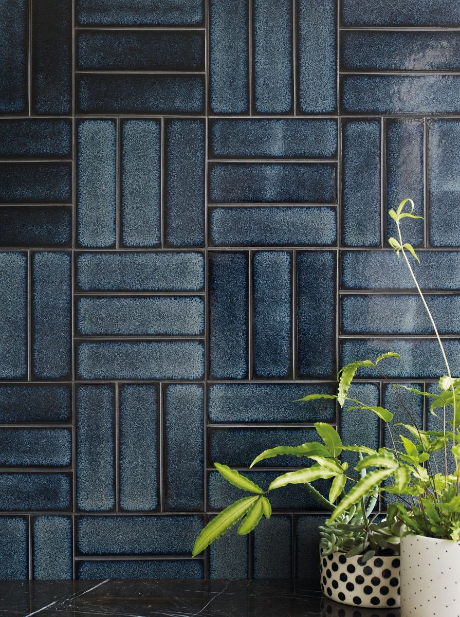 Raku Yokohoma Bay 6.5x20cm | Navy Blue Glazed Wall Tile
