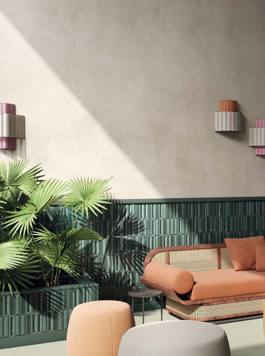 Scolpito Verde Gloss | Green Glazed Relief Mosaic Wall Tile