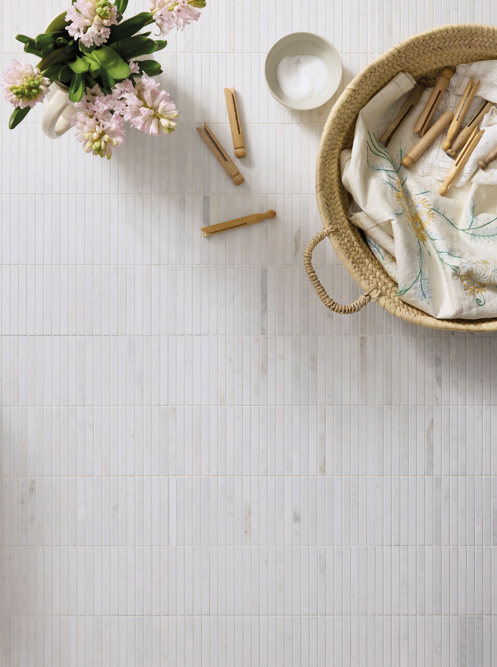 Spring Haven Small Kit Kat | White Marble Mosaic Wall & Floor Tile