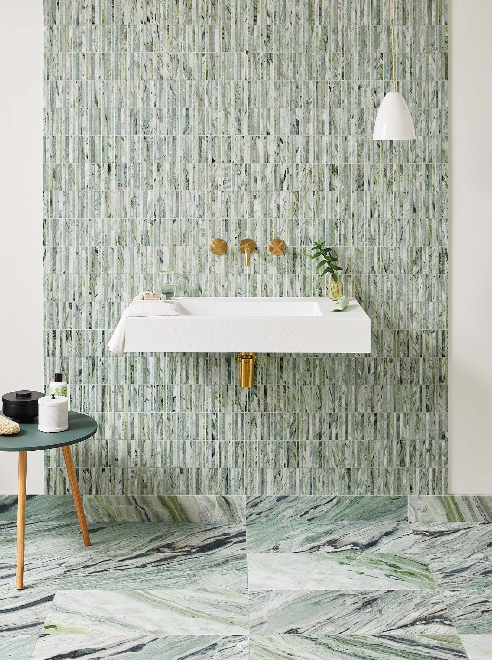 Summer Haven Small Kit Kat | Green Marble Mosaic Wall & Floor Tile