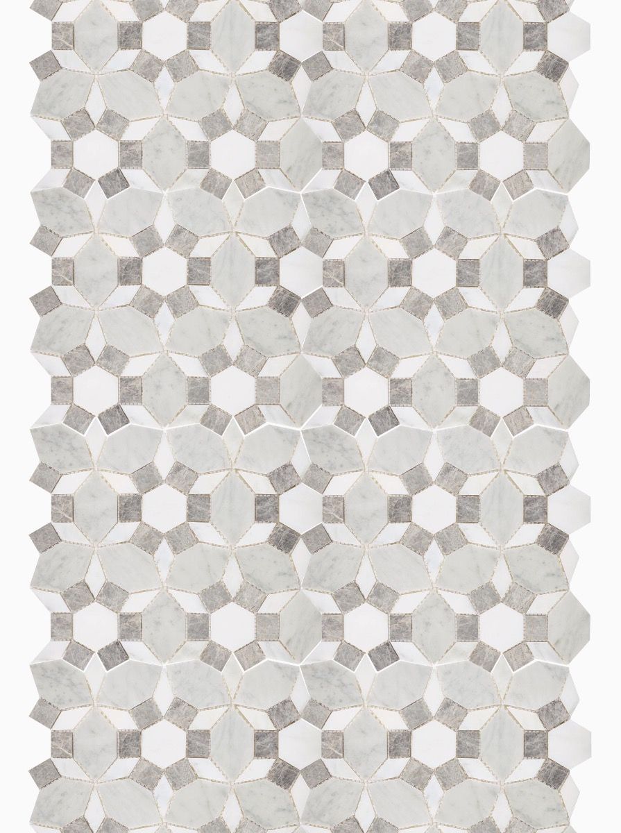 Haven Mosaics Lake | White & Grey Marble Mosaic Wall & Floor Tile