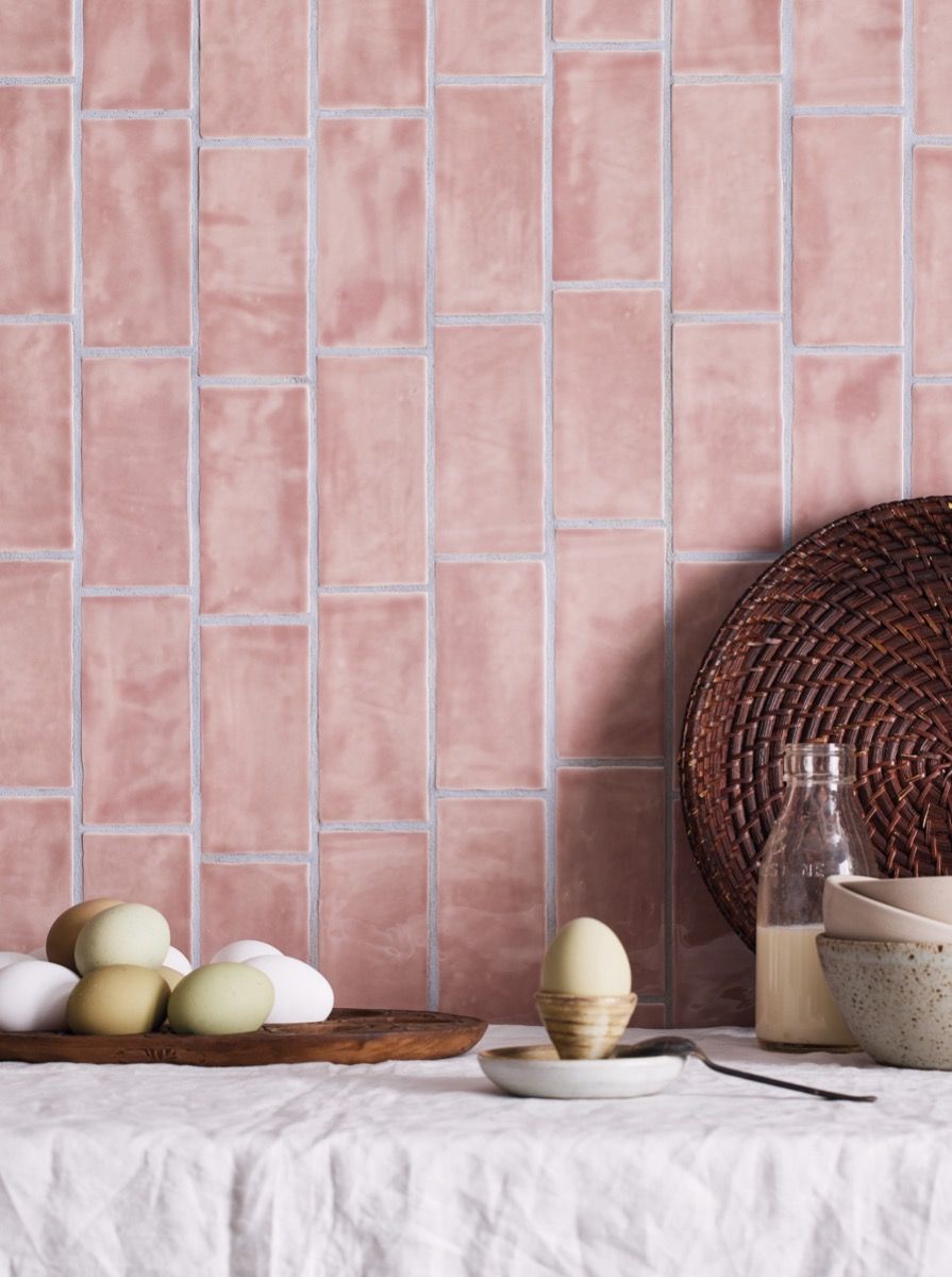 Bisentina Brick Petal 6.5x13cm | Pink Glazed Metro Wall Tile