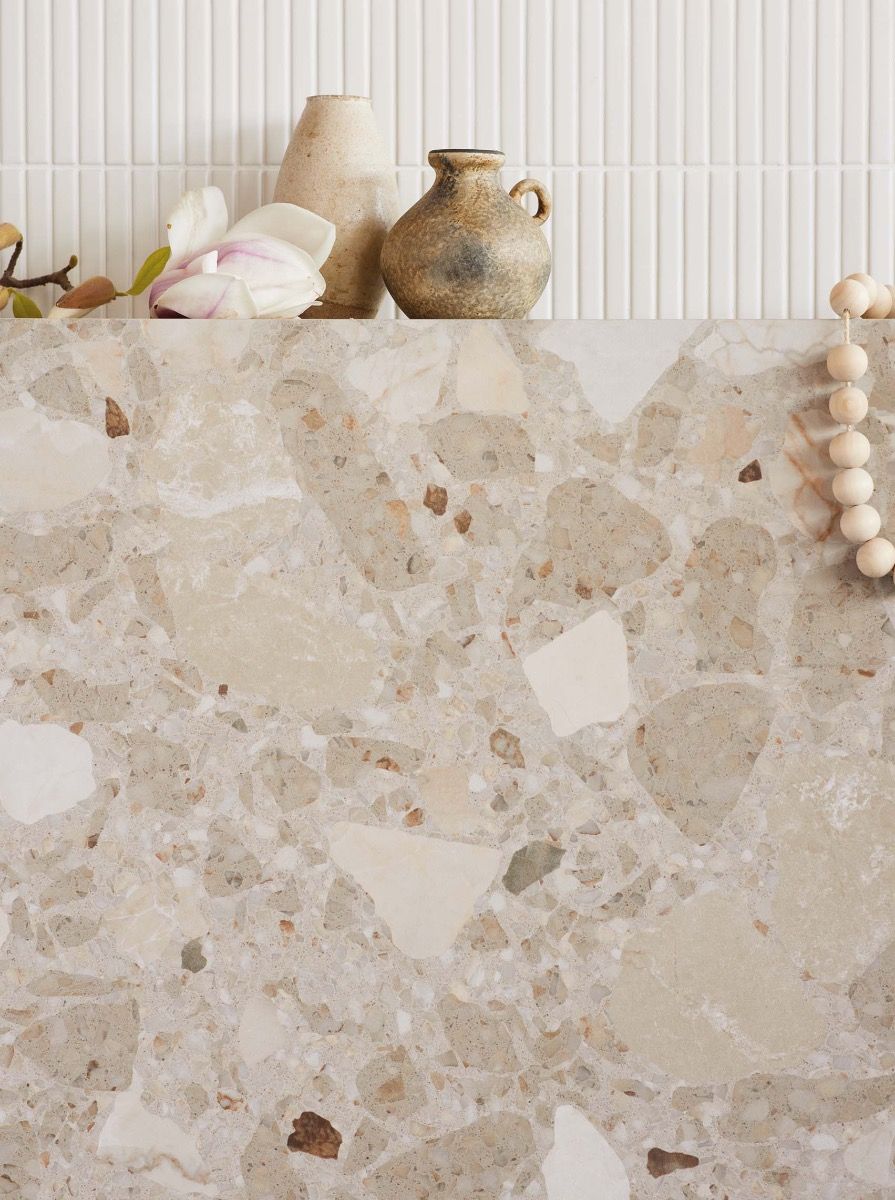 Chunk Sand Big Chip 80x80 | Terrazzo Style Porcelain Floor Tile