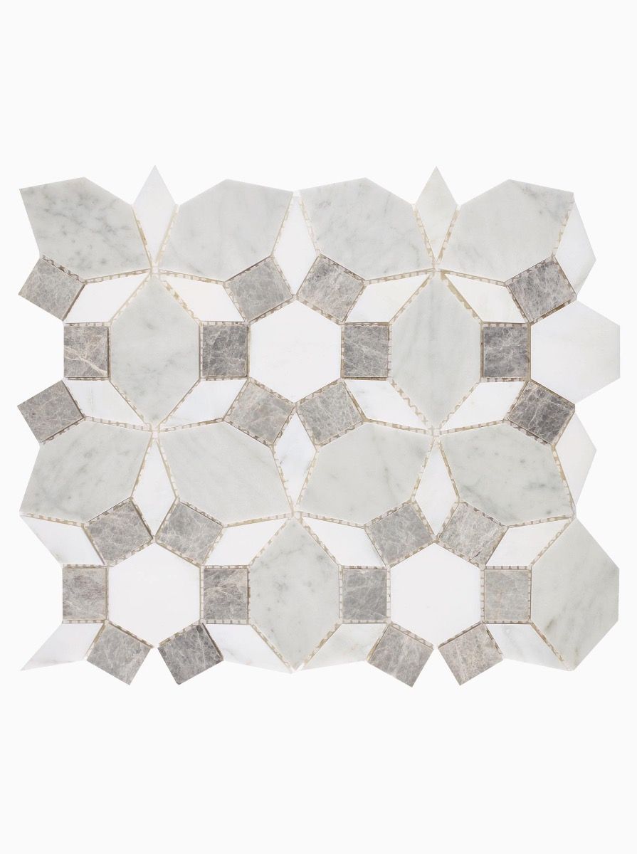 Haven Mosaics Checkers | Green & White Marble Mosaic Tile