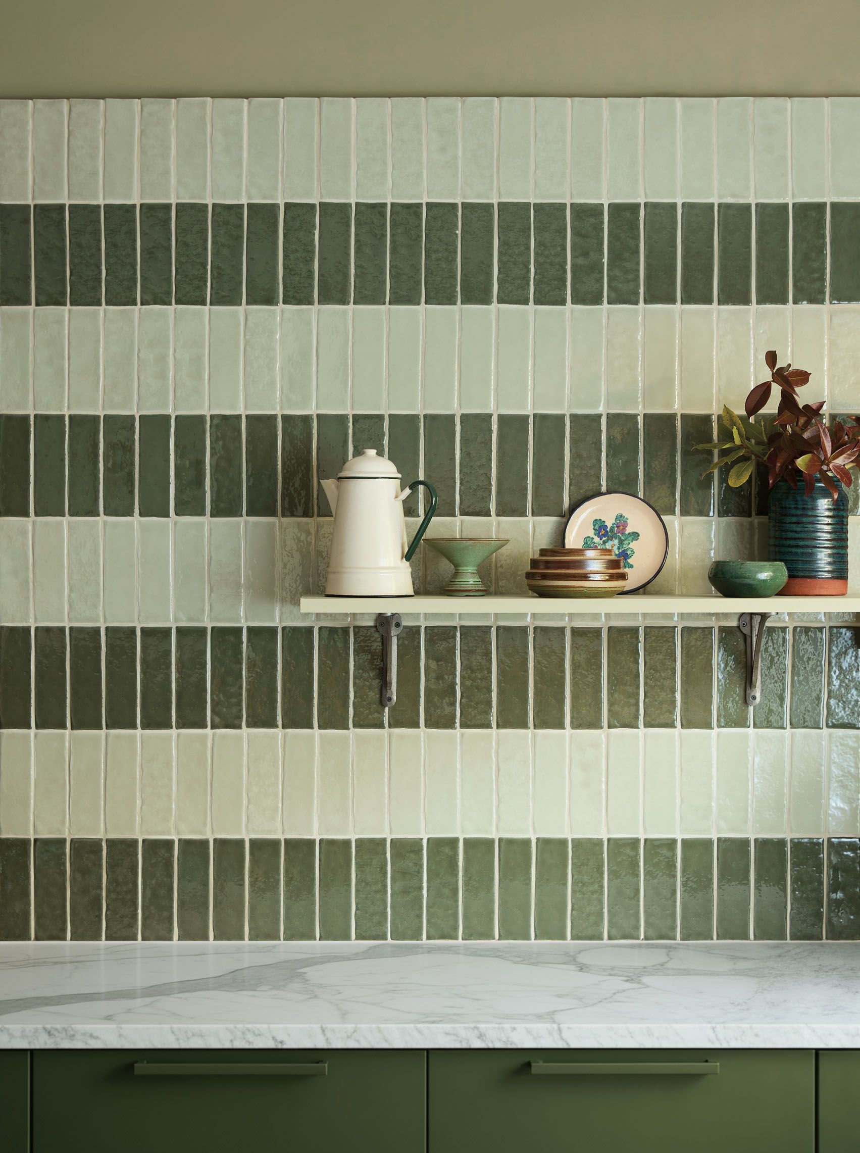 Monterey Grape 5x15 | Green Glazed Metro Wall Tile