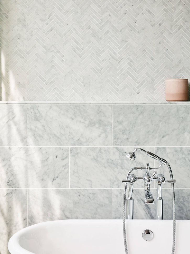 Brookhaven Herringbone| Claybrook | Marble Mosaic Wall and Floor Tile